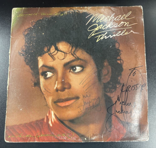 popsike.com - MICHAEL JACKSON THRILLER SINGLE SIGNED ALBUM COVER (JSA ...