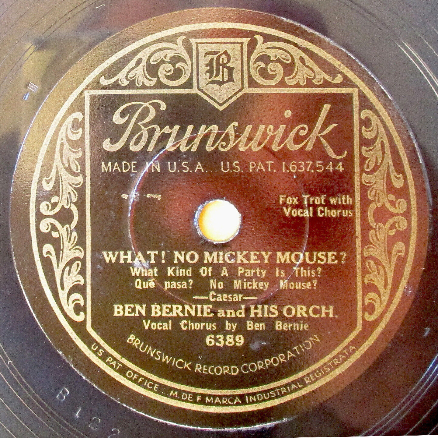 popsike.com - Brunswick #6389: Ben Bernie Or.-"What No Mickey Mouse ...