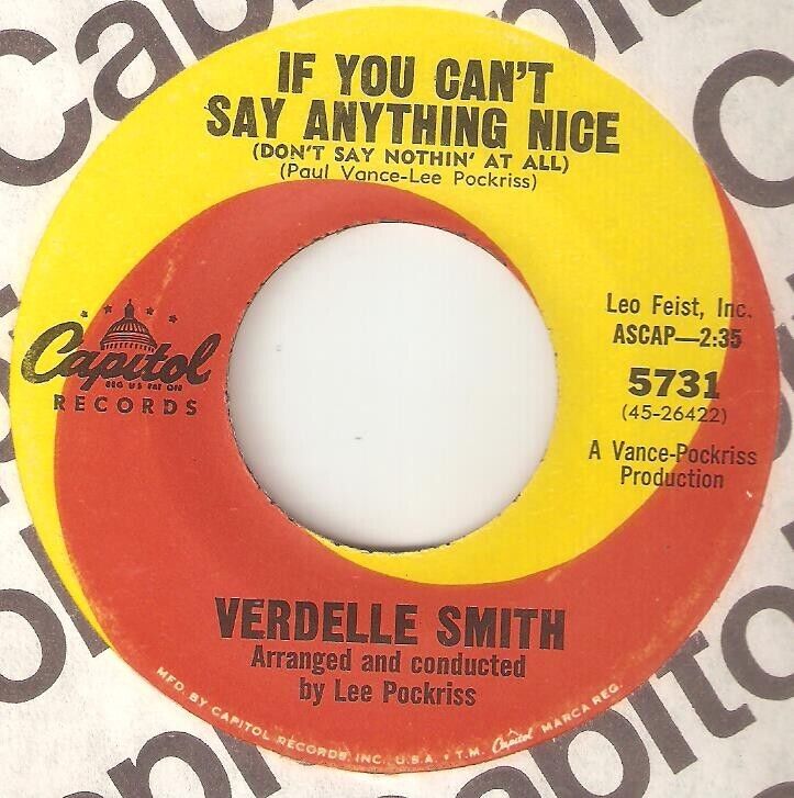 popsike.com - VERDELLE SMITH If You Cant Say Anything Nice CAPITOL ...