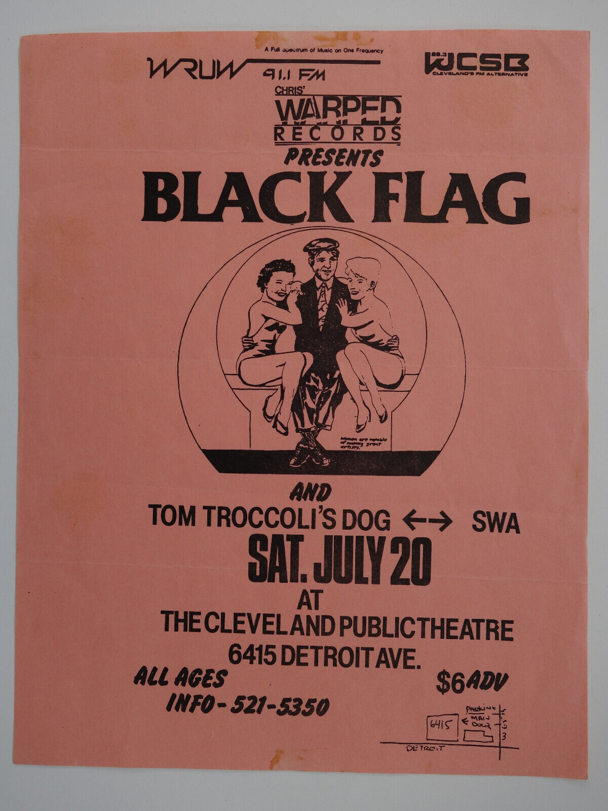 popsike.com - BLACK FLAG 20 July 1985 concert poster Cleveland SST punk ...