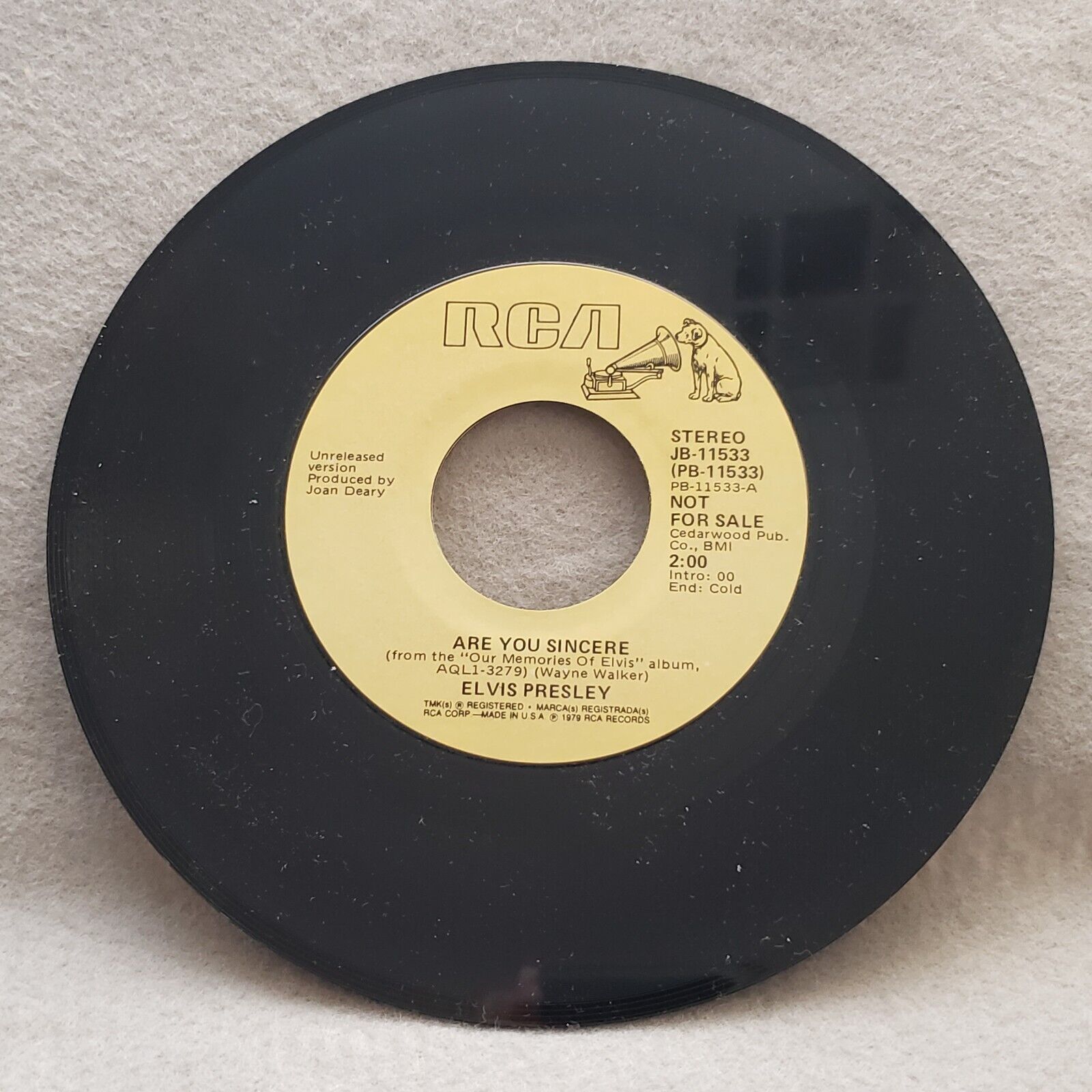 popsike.com - Elvis Presley Are You Sincere Solitaire 45 rpm 1979 Promo ...
