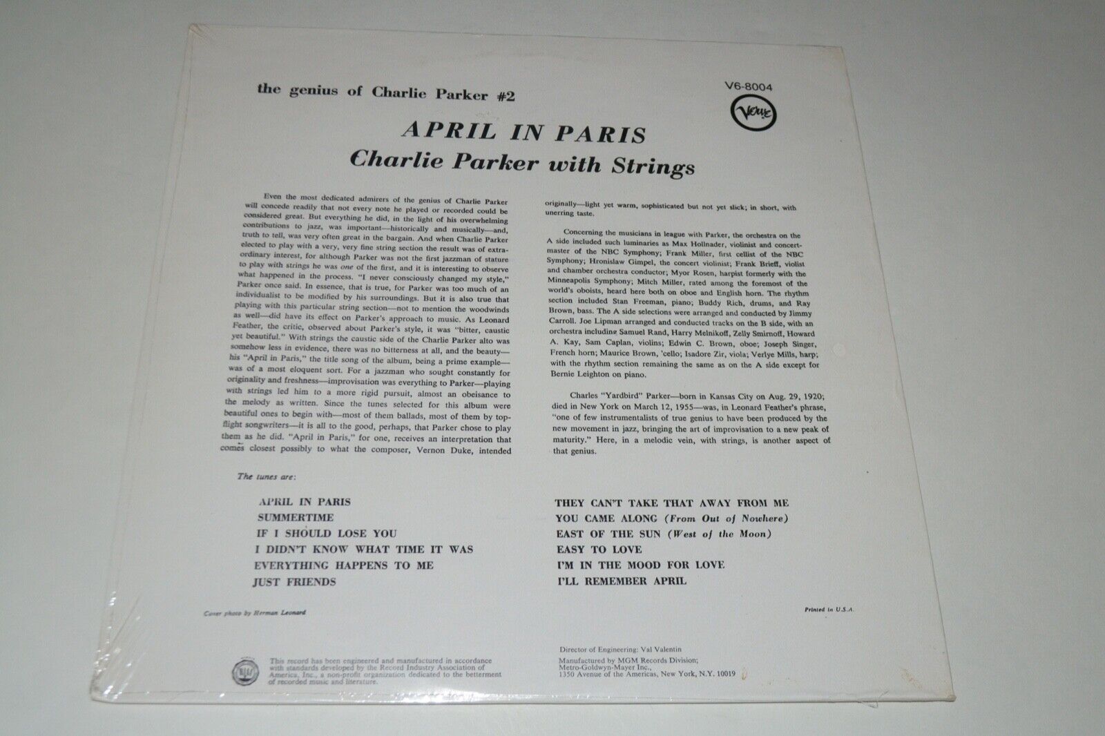 popsike.com - Charlie Parker With Strings April In Paris The Genius Of ...