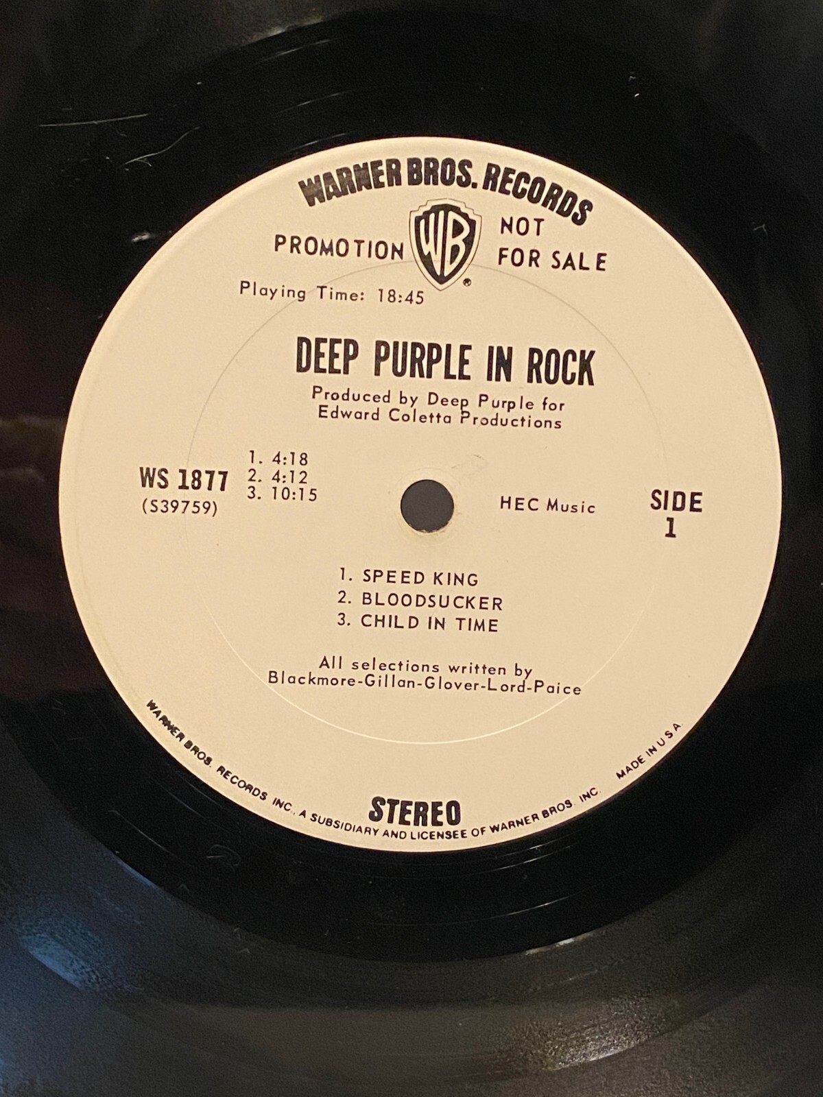 popsike.com - Deep Purple In Rock 12" USA WHITE LABEL PROMO LP NM 1877 ...