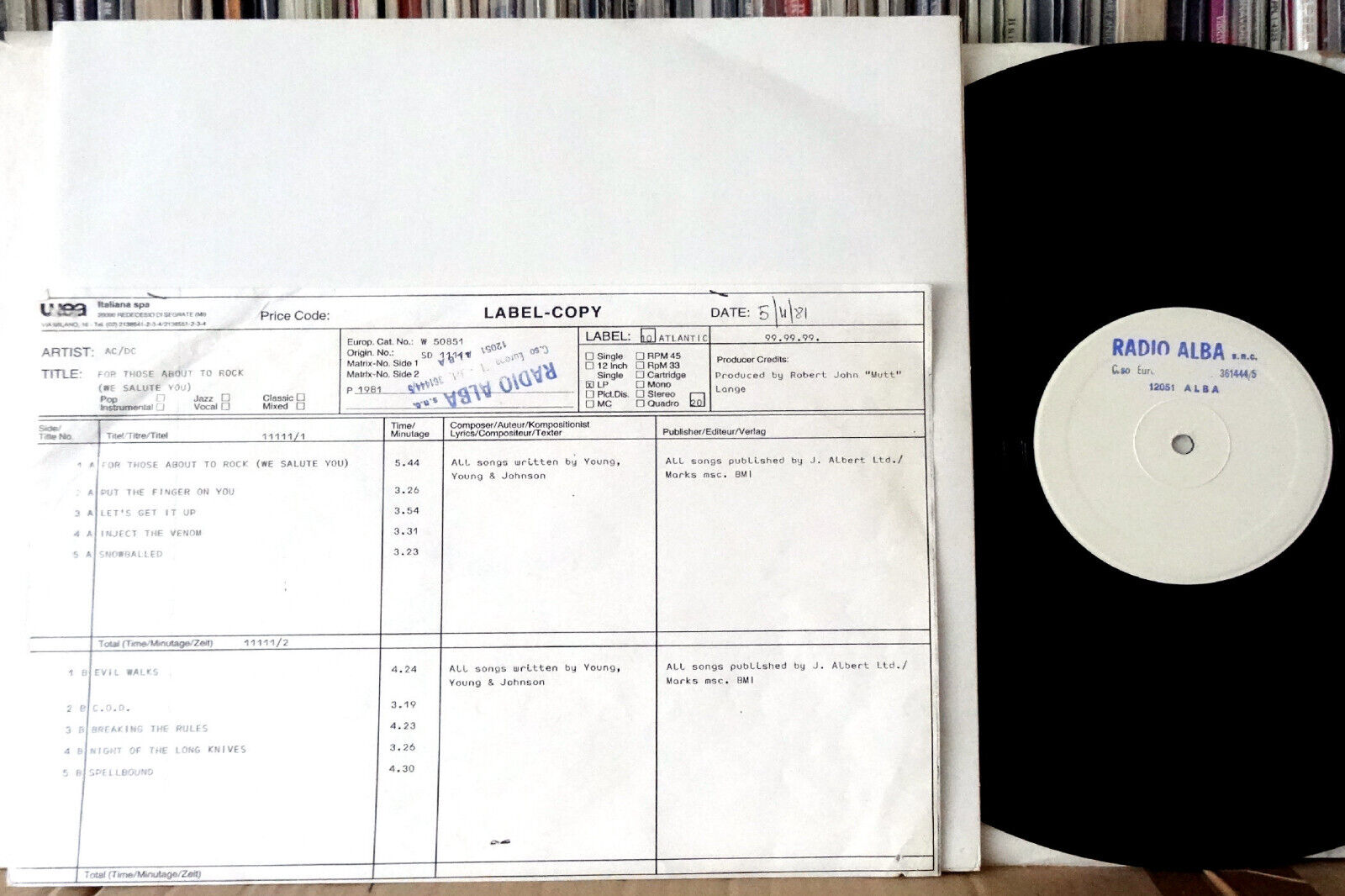popsike.com - AC/DC – For Those About To Rock - RADIO ALBA Promo LP ...