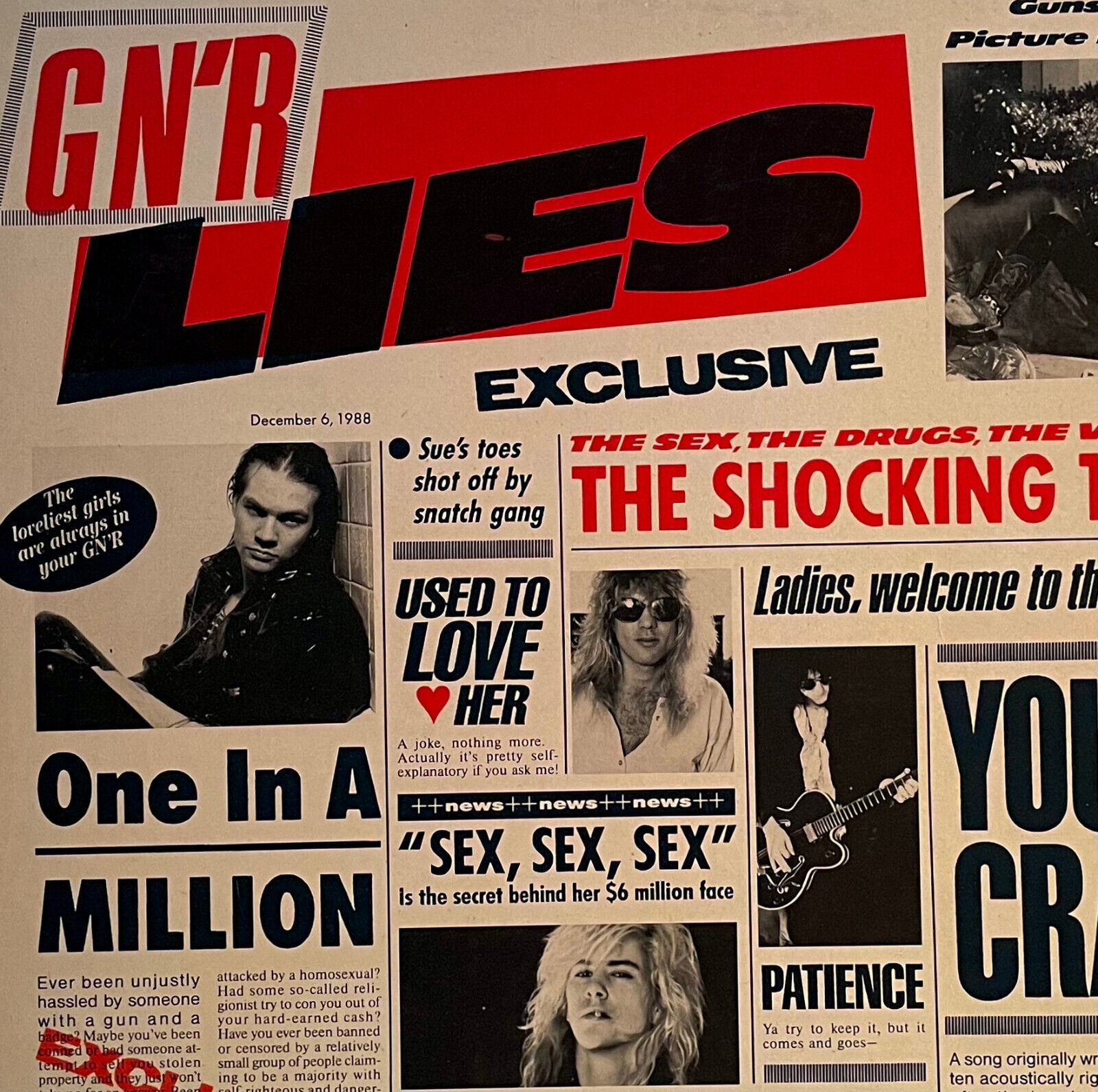 popsike.com - Vtg 1988 GUNS N ROSES Album LIES Lp UNCENSORED Cover 1ST ...