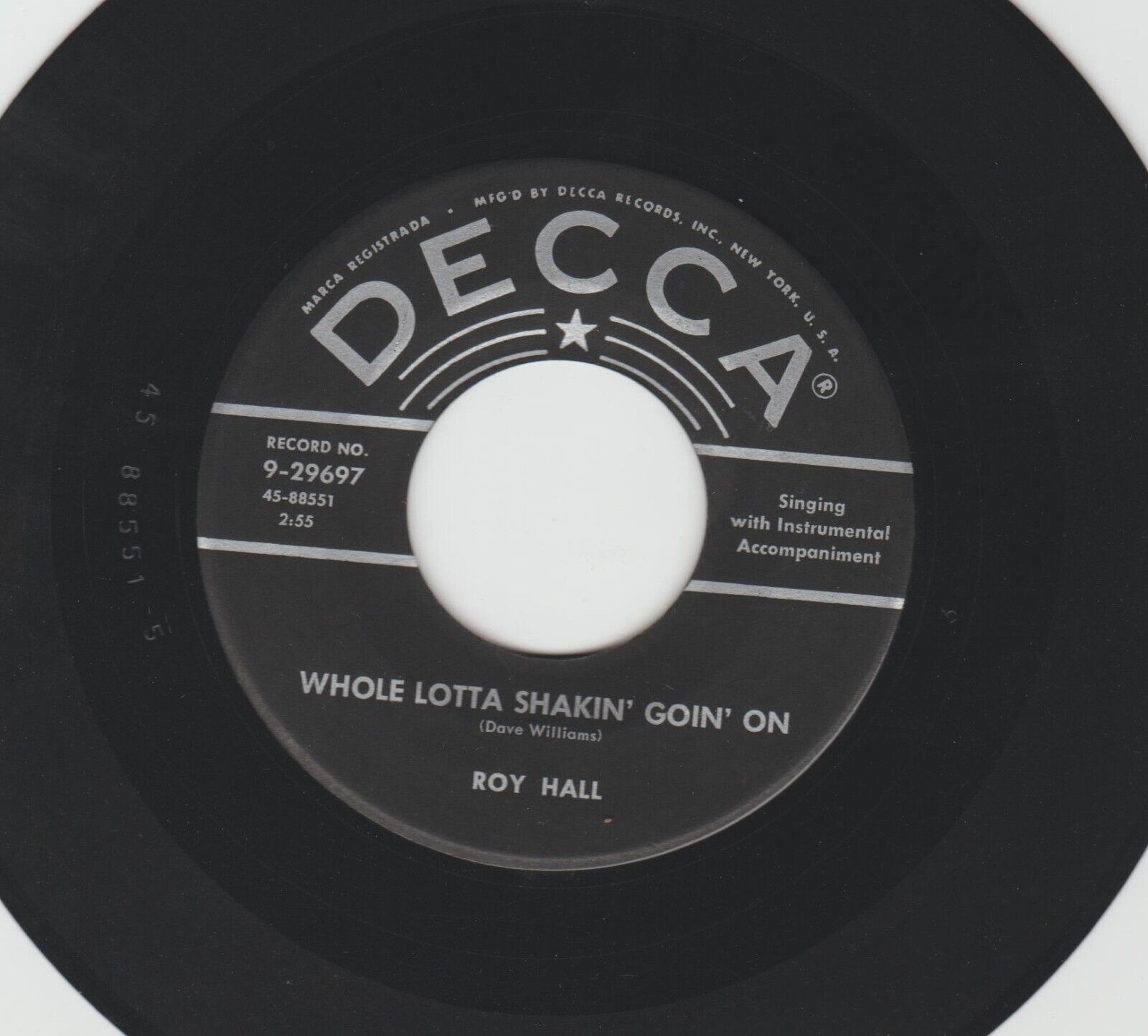 popsike.com - ROCKABILLY- 45 - ROY HALL - WHOLE LOTTA SHAKIN' GOIN' ON ...