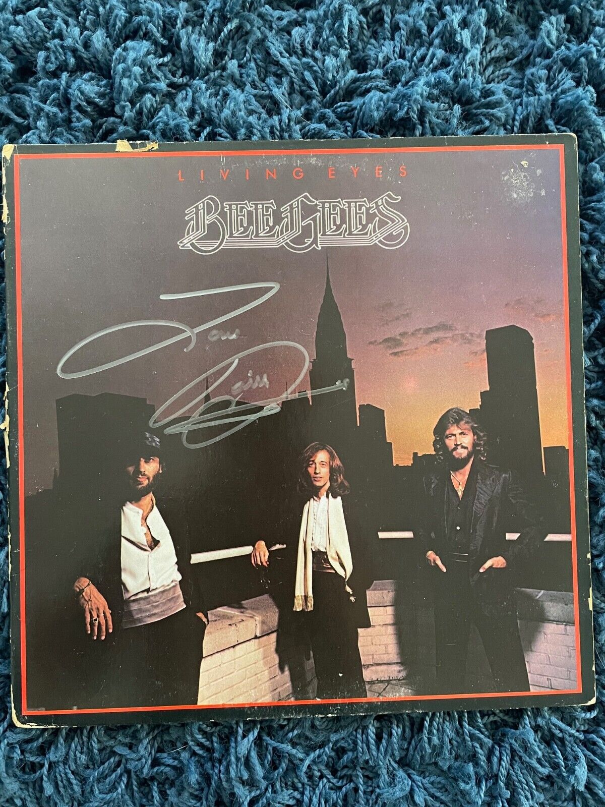popsike.com - BEE GEES Living Eyes Barry Gibb Autograph Signed Vinyl ...