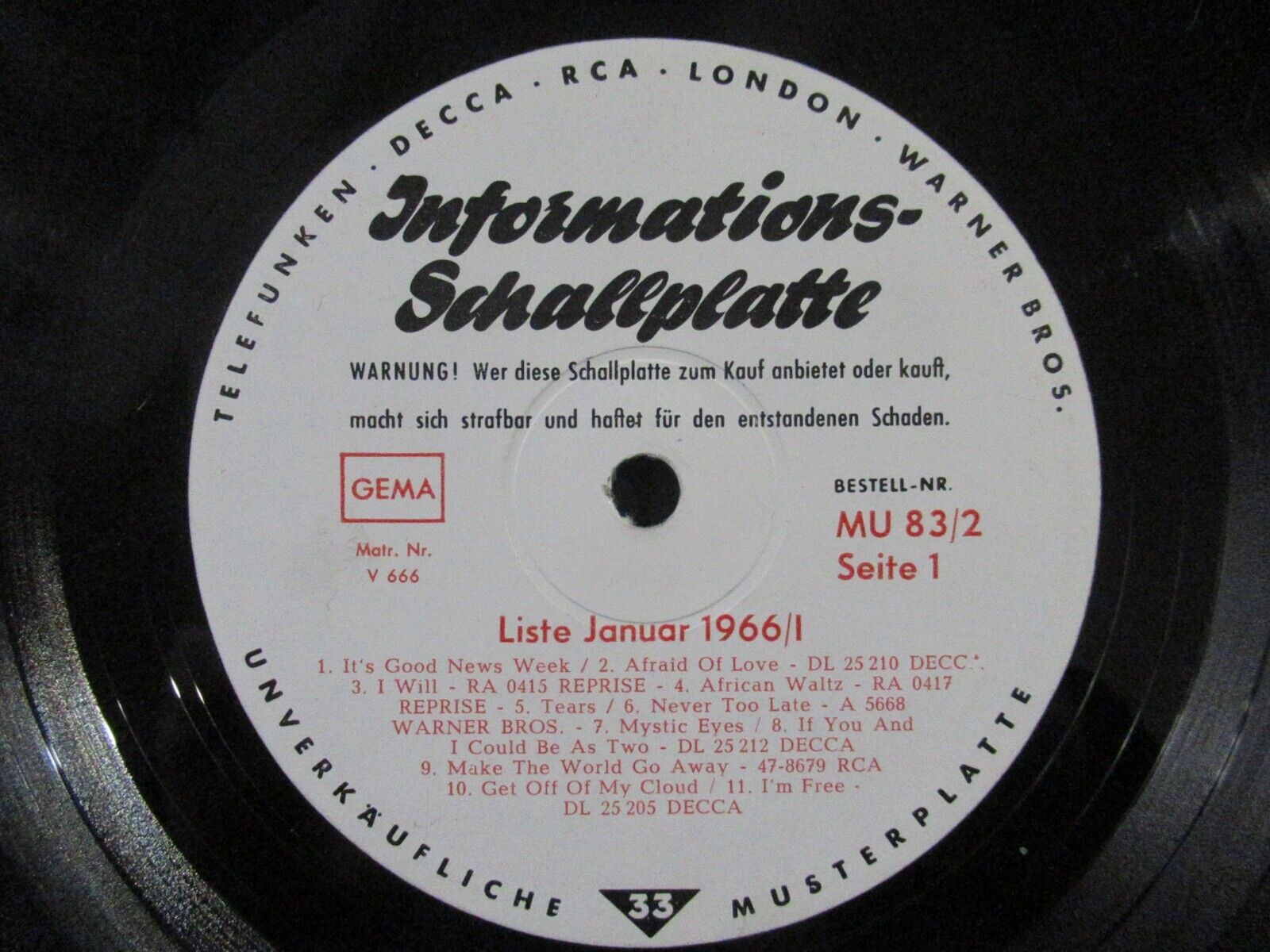 popsike.com - INFORMATIONSPLATTE Jan. 1966 ROLLING STONES, ELVIS ...