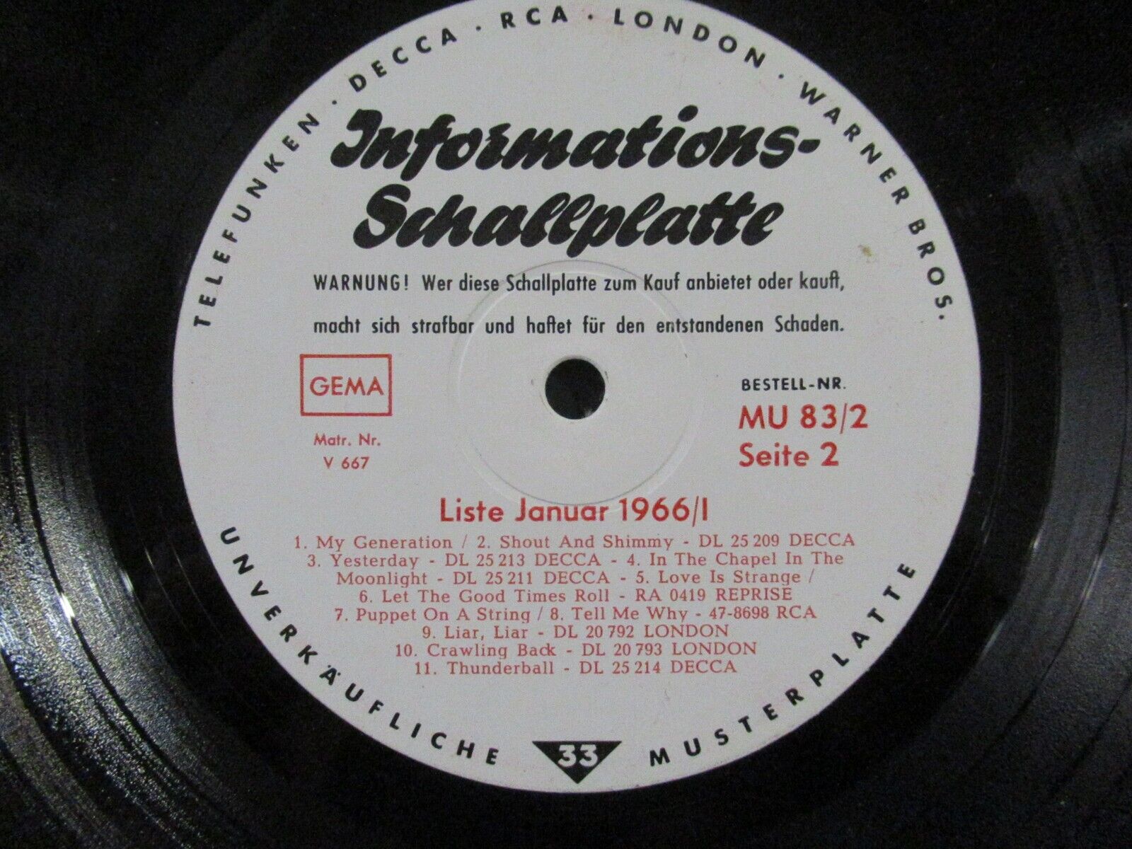 popsike.com - INFORMATIONSPLATTE Jan. 1966 ROLLING STONES, ELVIS ...