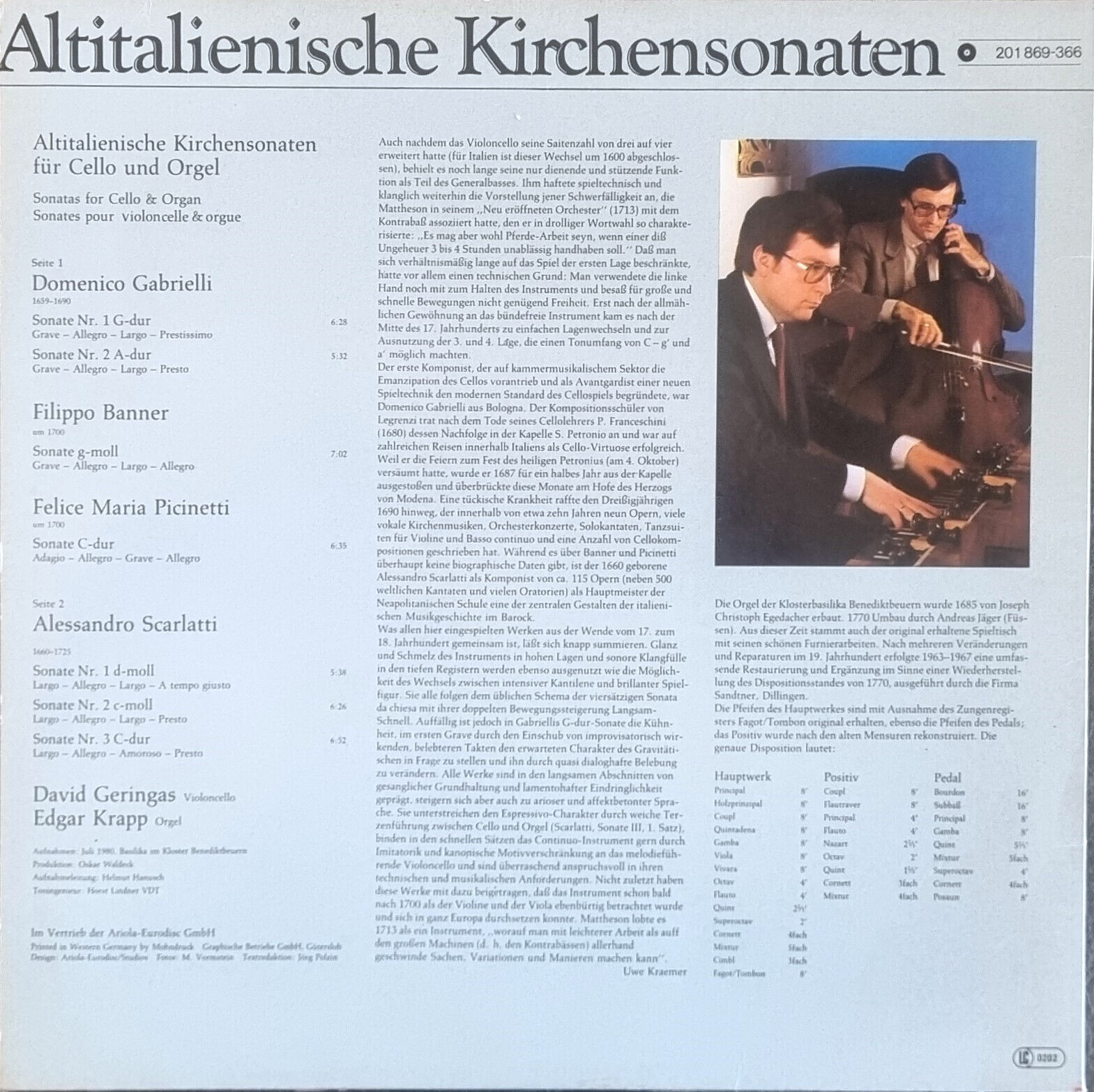 popsike.com - David Geringas, Edgar Krapp: Italian Church Sonatas ...