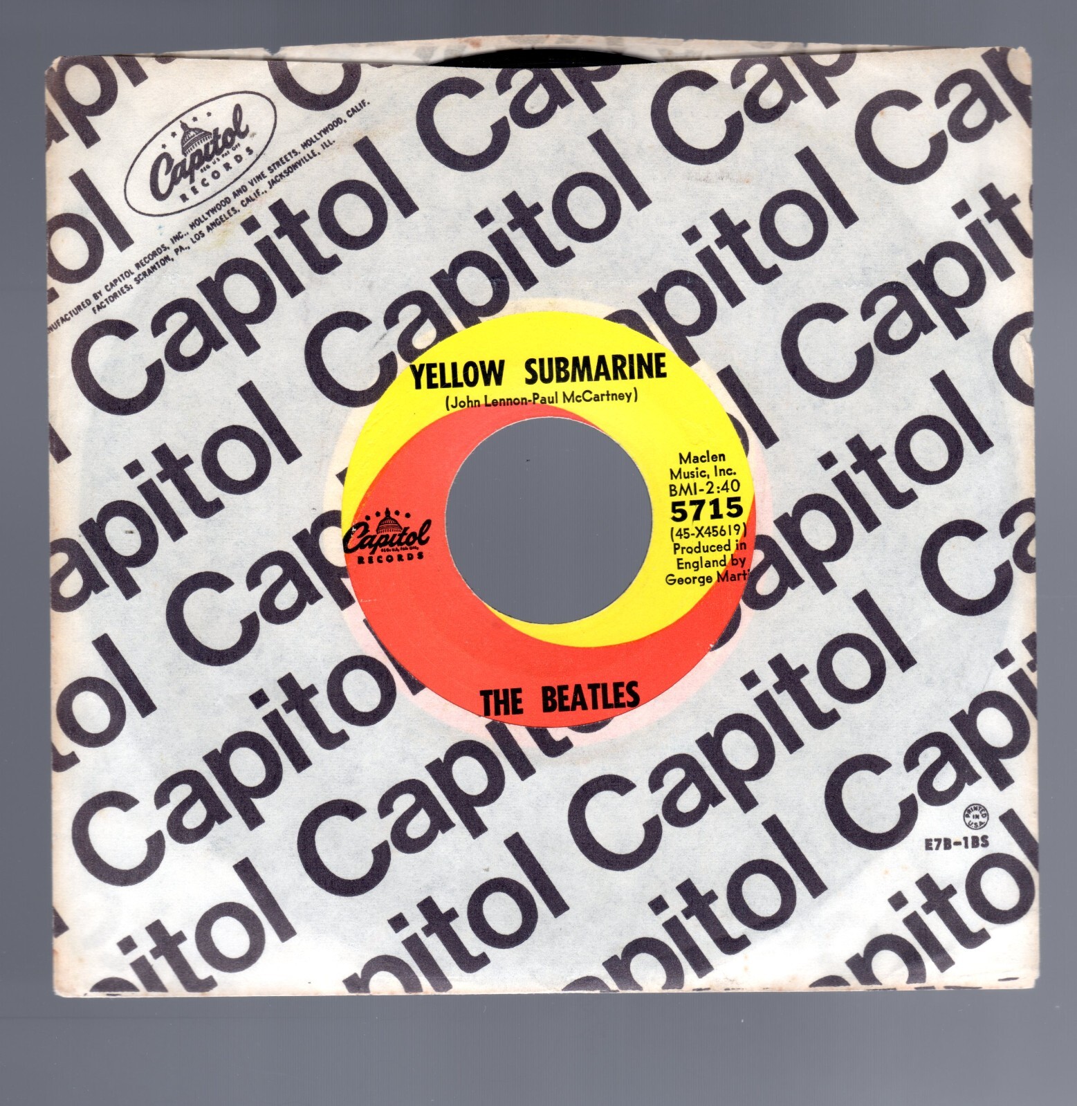 popsike.com - Beatles "Yellow Submarine" 1968 US Capitol Stock 45 w ...