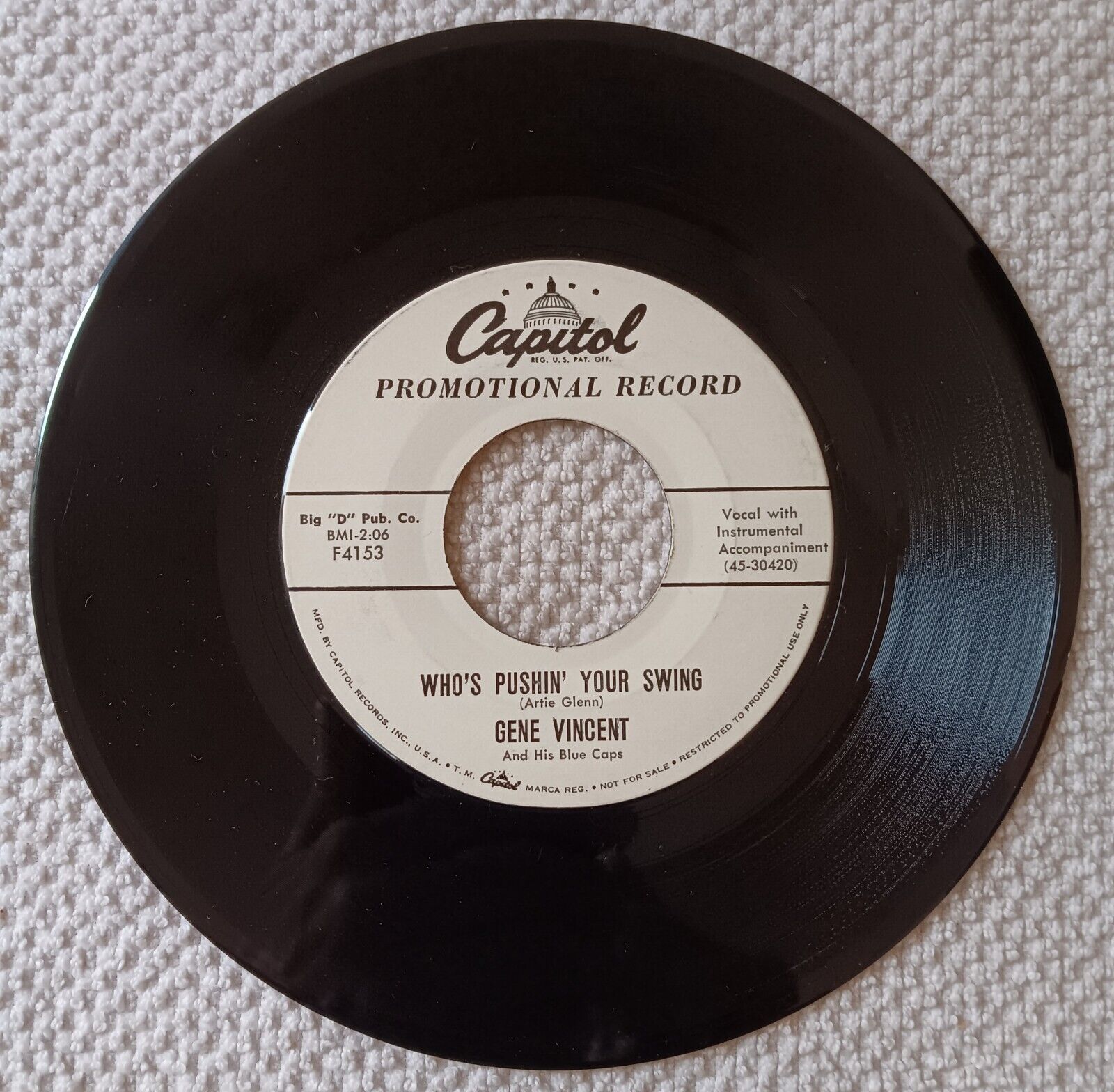 popsike.com - Gene Vincent, Promo, Who's Pushin' Your Swing/Over The ...