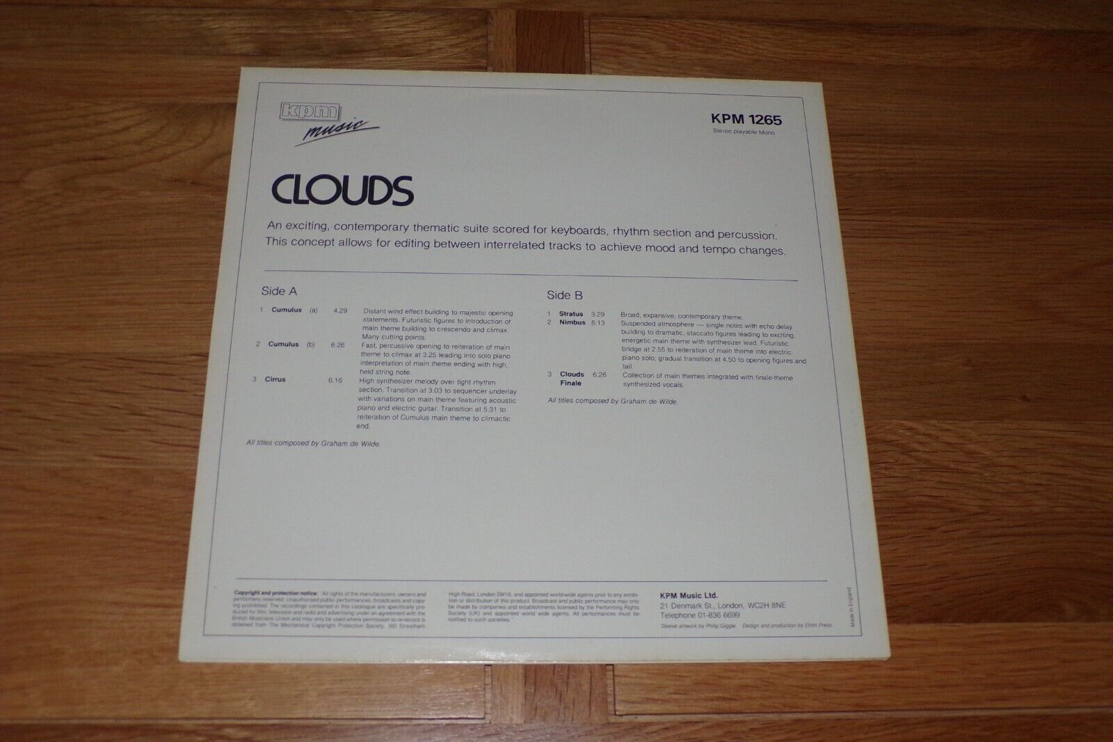 popsike.com - CLOUDS - GRAHAM DE WILDE - UK KPM MUSIC - 1981. - auction ...