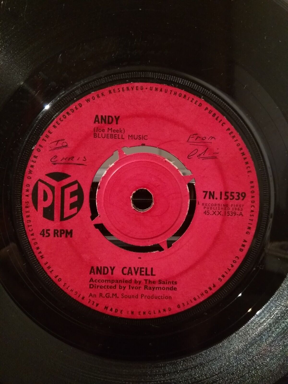 popsike.com - ANDY CAVELL- ANDY 7'' SINGLE [JOE MEEK RGM PRODUCTION ...
