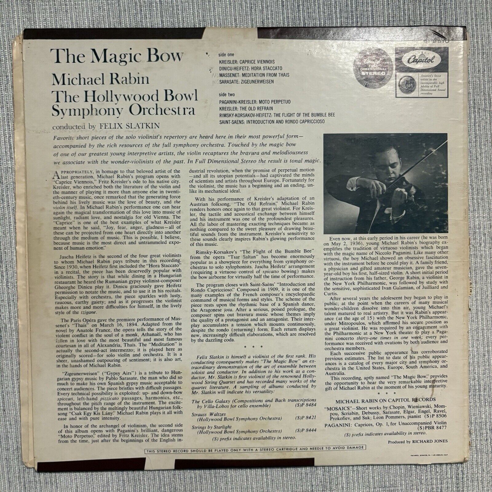 popsike.com - Michael Rabin Magic Bow Hollywood Bowl Symphony Capitol ...