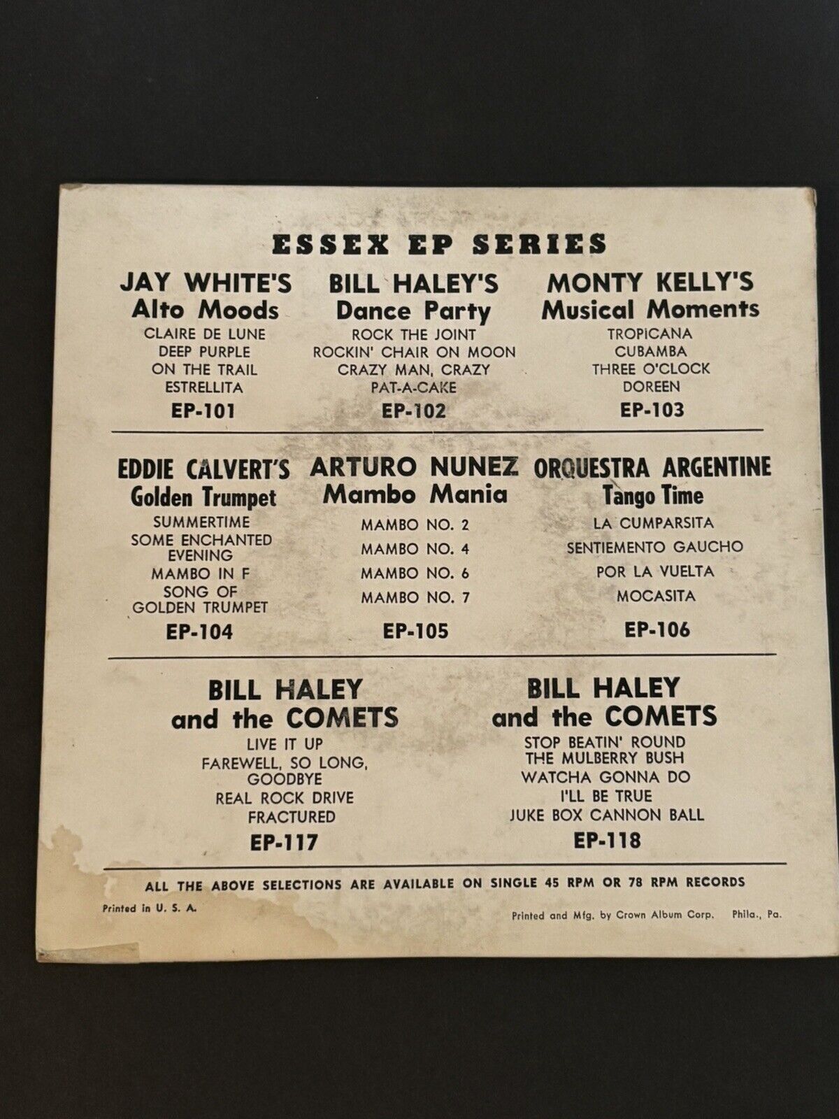 popsike.com - Rock With Bill Haley And The Comets Rare Original EP-118 ...