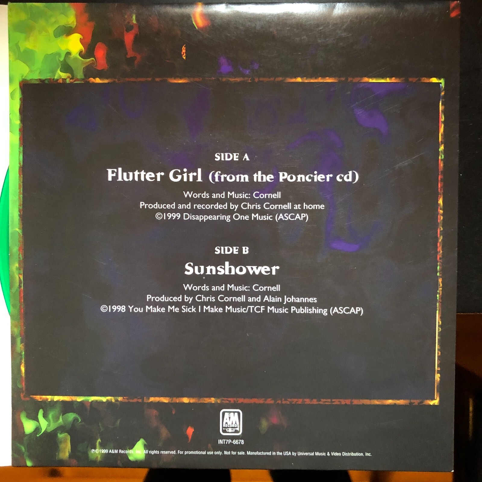 popsike.com - Chris Cornell Flutter Girl/Sunshower 7'' 45 Promo Green ...