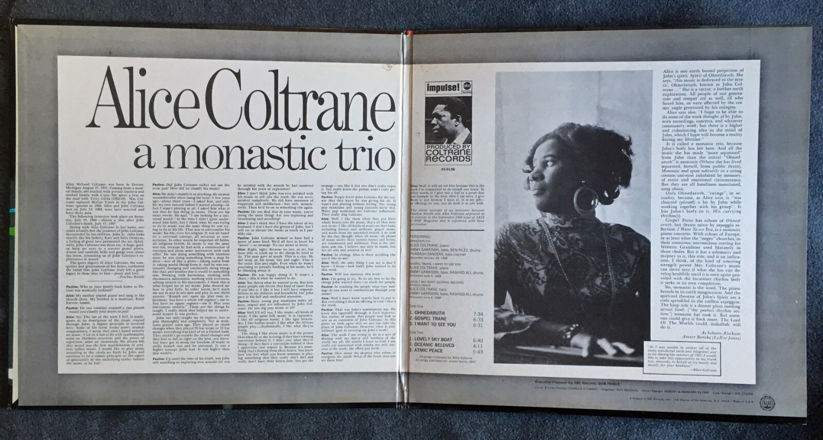 popsike.com - Alice Coltrane A Monastic Trio 1968 LP Impulse ABC A-9156 ...