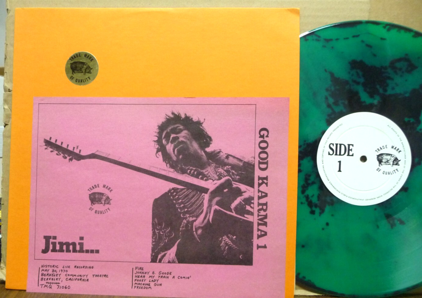 popsike.com - JIMI HENDRIX Good Karma 1 LP Rare GREEN & BLACK SPLATTER ...