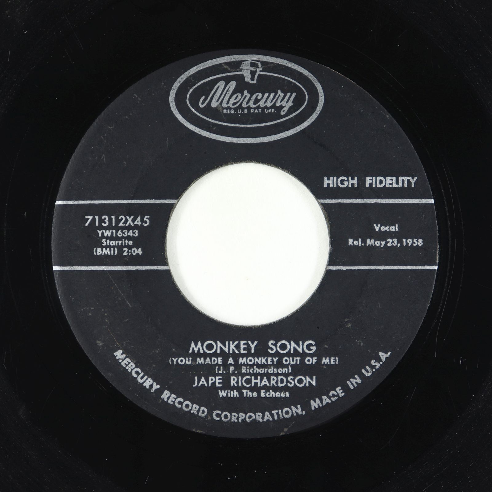 popsike.com - Rockabilly Doo-Wop 45 - Jape Richardson & Echoes - Monkey ...