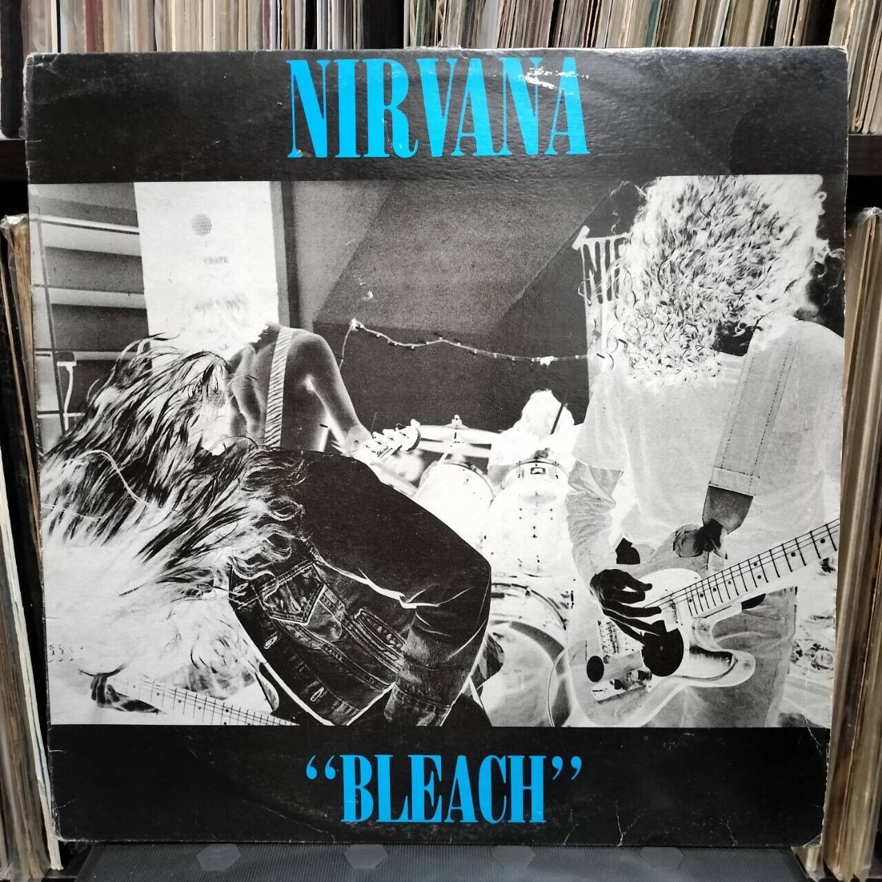 popsike.com - Nirvana – Bleach Vinyl, LP, Album, Blue, Blue Text 1989s ...