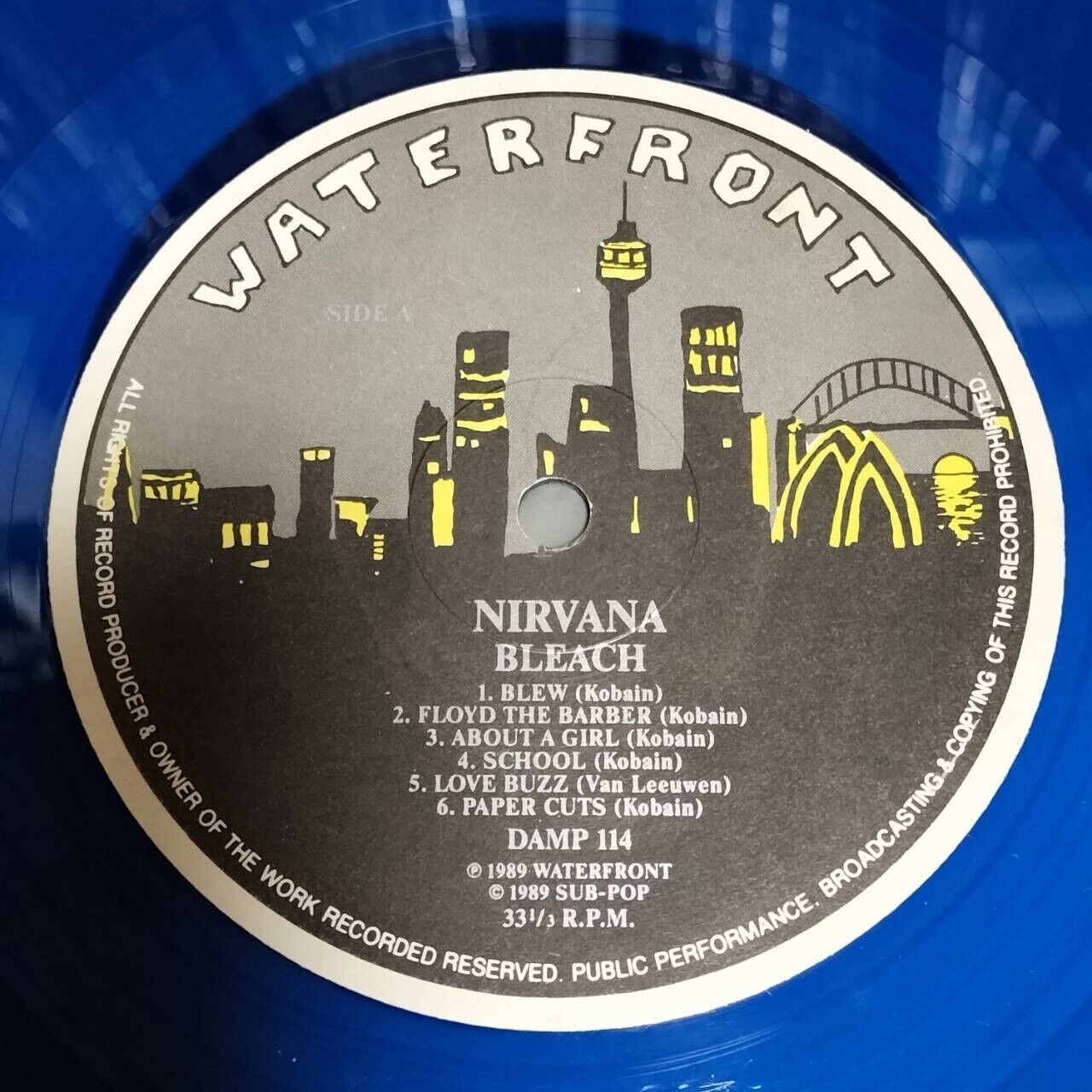 popsike.com - Nirvana – Bleach Vinyl, LP, Album, Blue, Blue Text 1989s ...