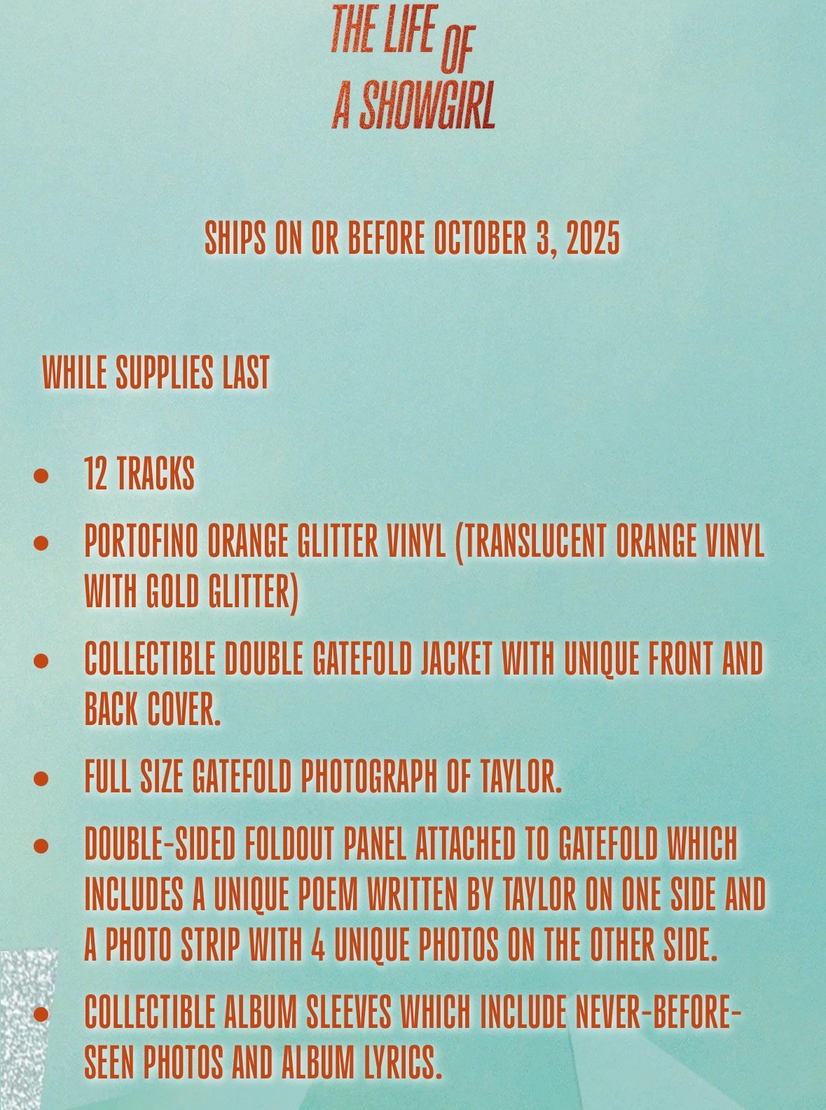 popsike.com - Taylor Swift - The Life of a Showgirl Vinyl ...