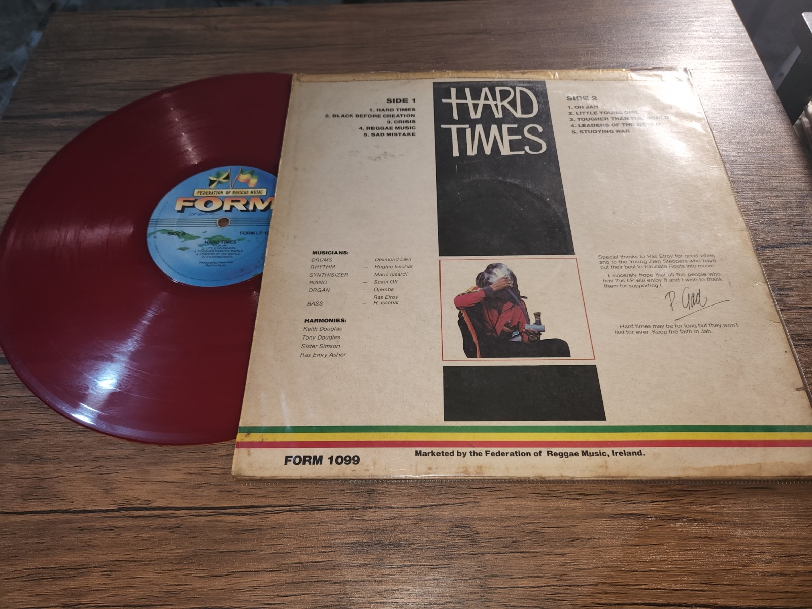 popsike.com - Pablo Gad – Hard Times UK & Ireland in Red vinyl 1980 ...
