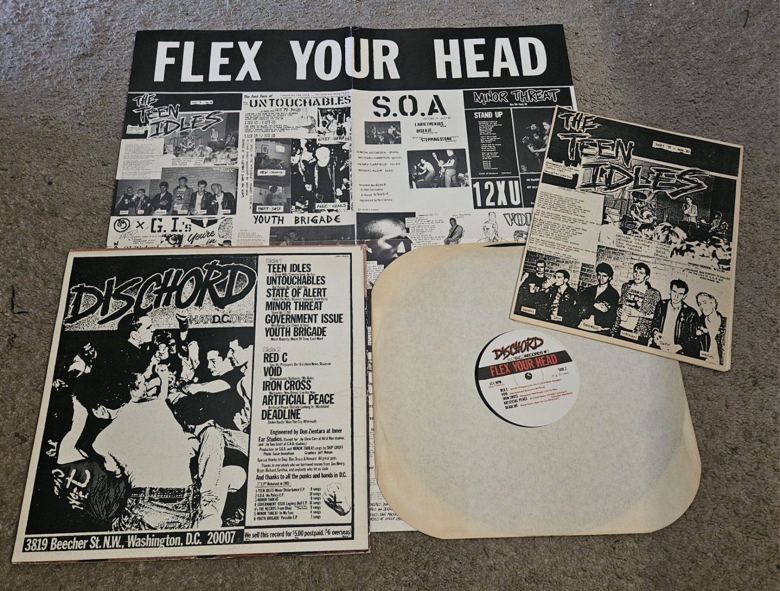 popsike.com - FLEX YOUR HEAD original DISCHORD with INSERT + POSTER First Press DC PUNK rare ...