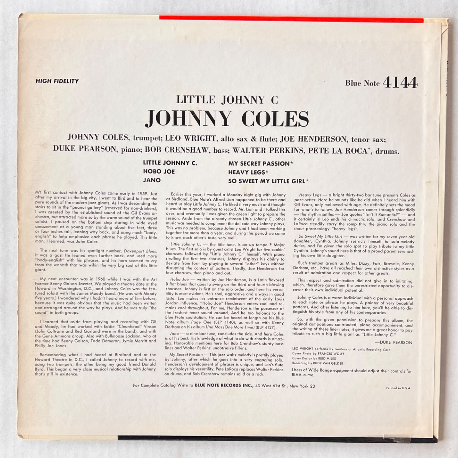 popsike.com - Johnny Coles Little Johnny C 1963 OG VANGELDER Ear NY BLP ...