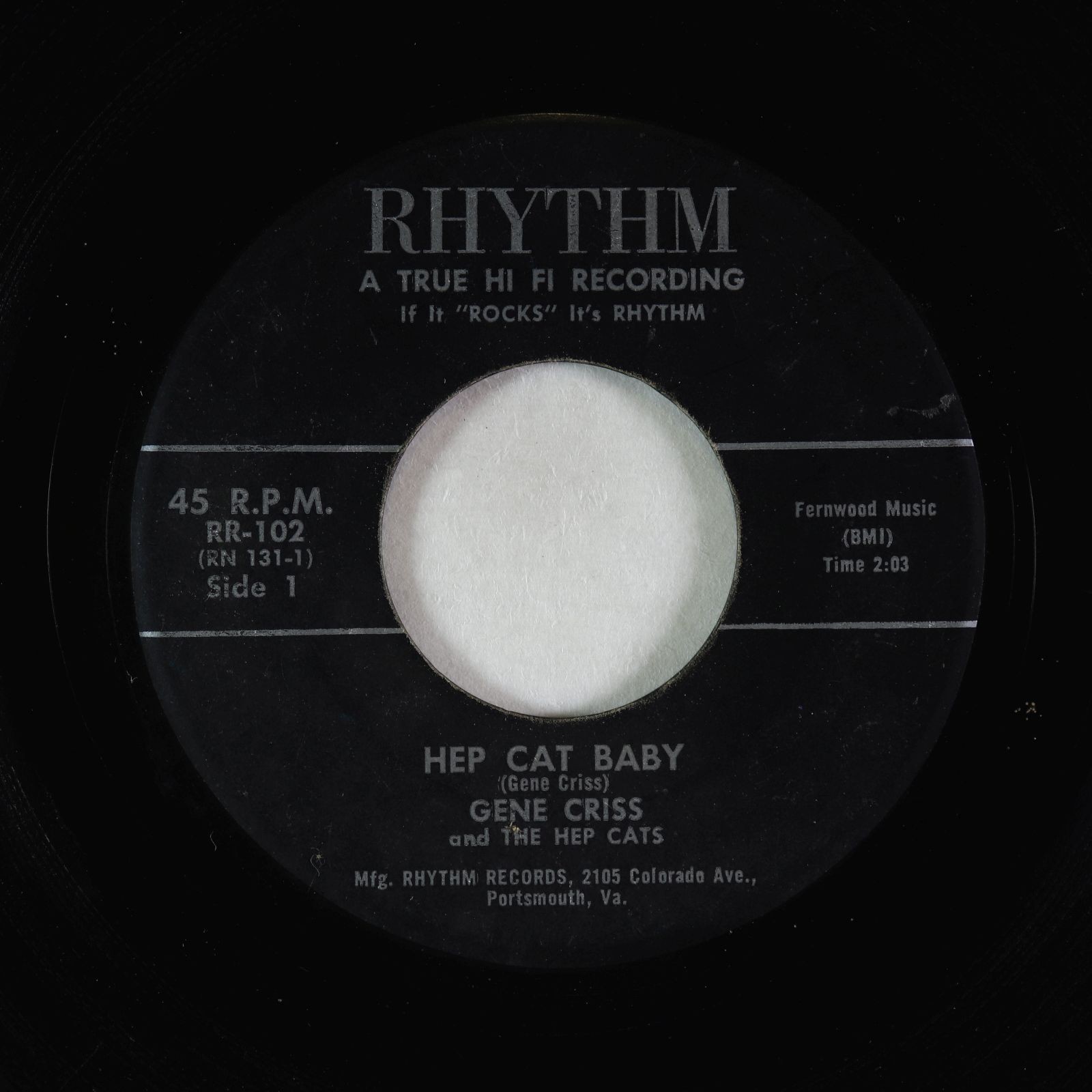 popsike.com - Rockabilly 45 - Gene Criss - Hep Cat Baby - Rhythm ...