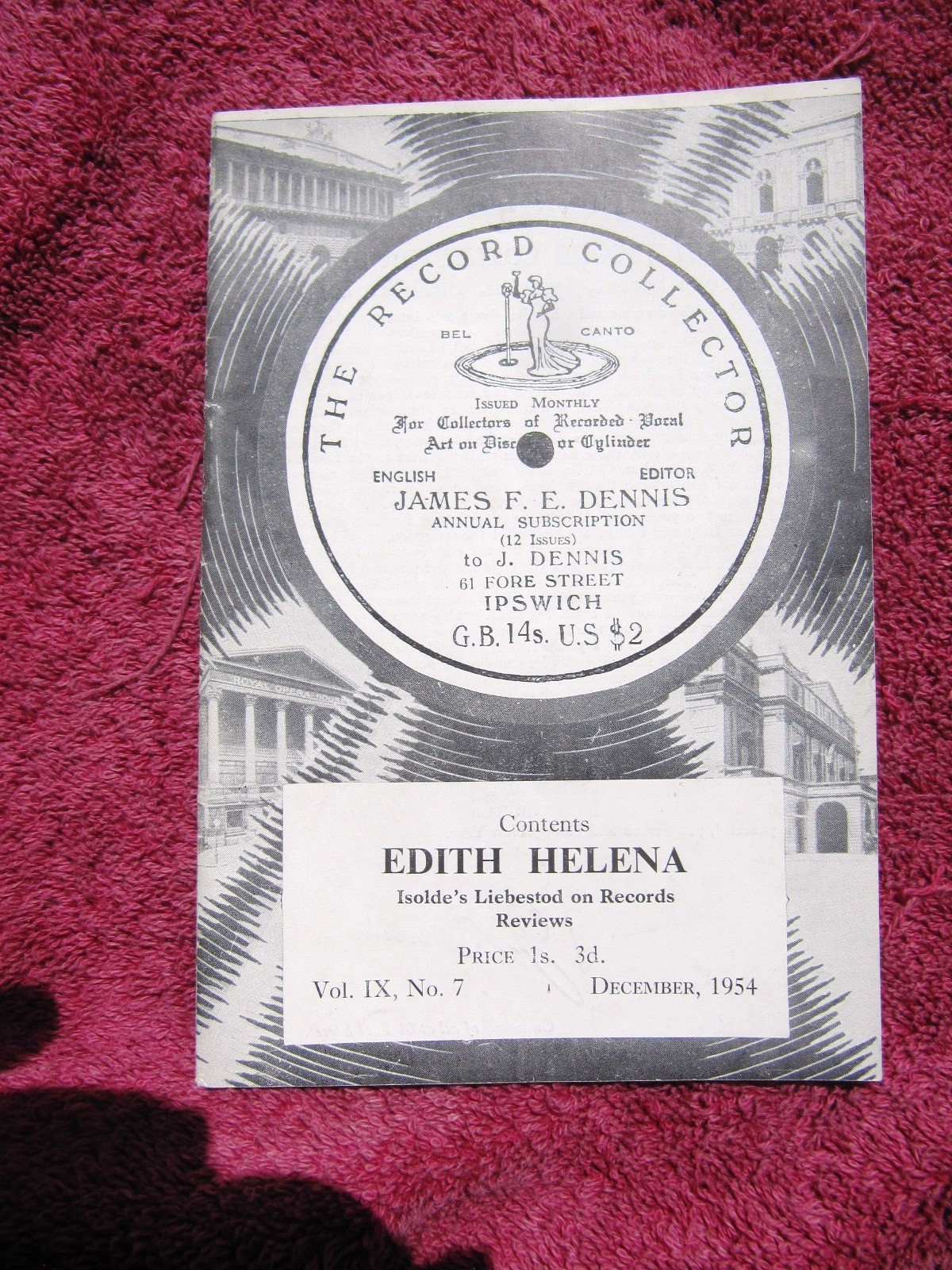 popsike.com - RECORD COLLECTOR Magazine 1954 V 9 7 EDITH HELENA Isolde ...