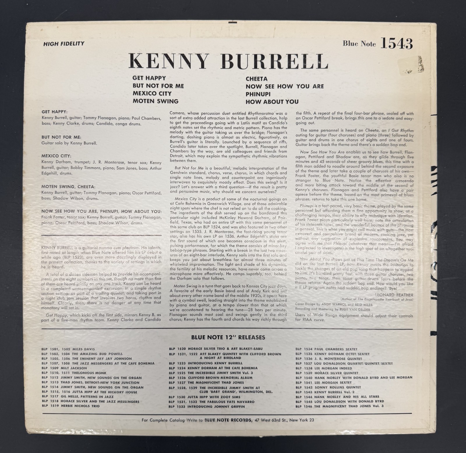 popsike.com - Kenny Burrell on Blue Note 1543 - auction details